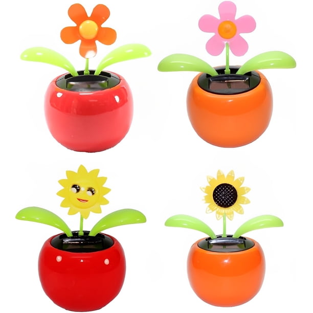 Solar Dancing Flowers in Colorful Pots Decoration Gift - 4 Pack ...