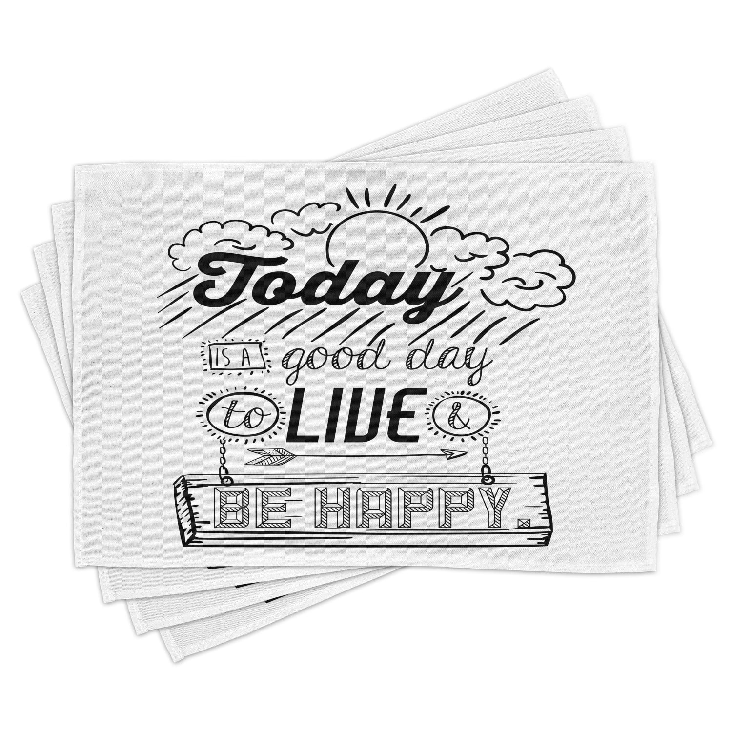 Ambesonne Saying Place Mats Set of 4, Inspiration Gratitiude, Standard ...