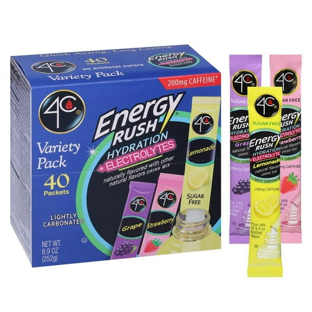 4C Energy Rush PSD with Electrolytes Variety Pack Stix, 40 ct (14 ...
