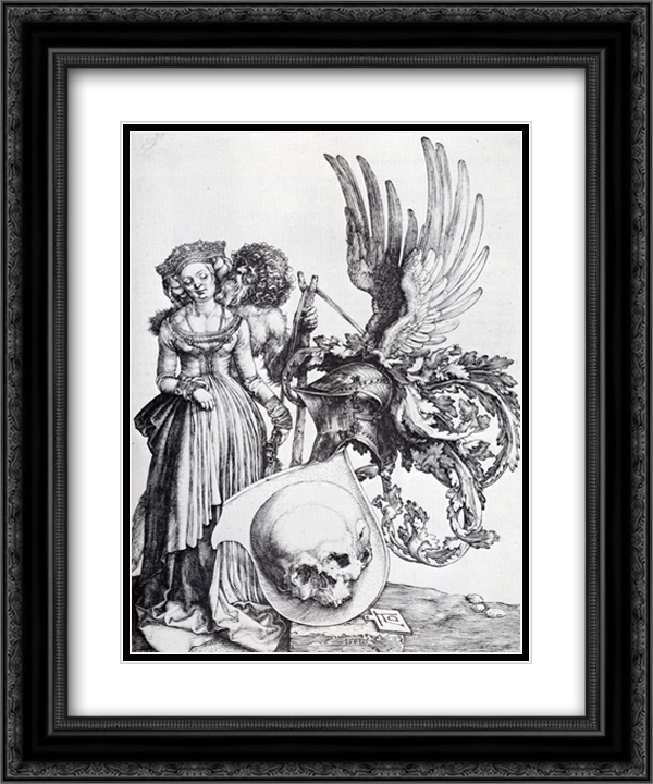 Albrecht Durer 2x Matted 20x24 Black Ornate Framed Art Print 'Coat-Of ...