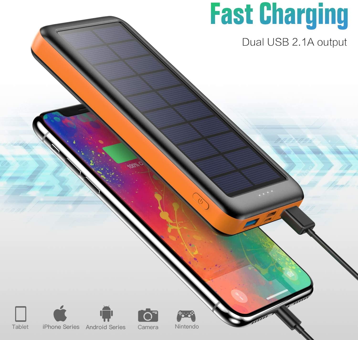 Solar Charger 26800mAh, Portable Charger Ultra High Capacity Solar ...