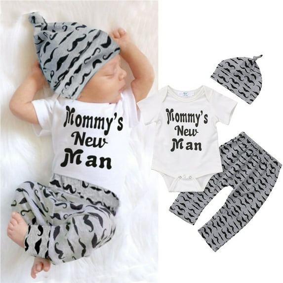 Newborn Infant Baby Boy Cotton Tops Romper+Pants Legging+Hat Outfits Clothes Set - Walmart.com