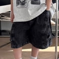 Boys Denim Shorts Summer Lightweight Cargo Casual Five Point Kids Pants ...