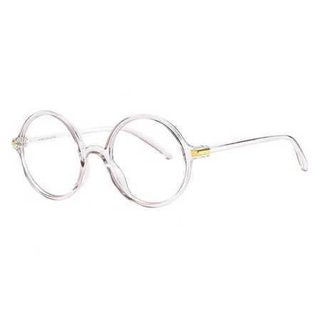 Men Women Transparent Round Glasses PC Circle Plain Eyeglasses Frame ...