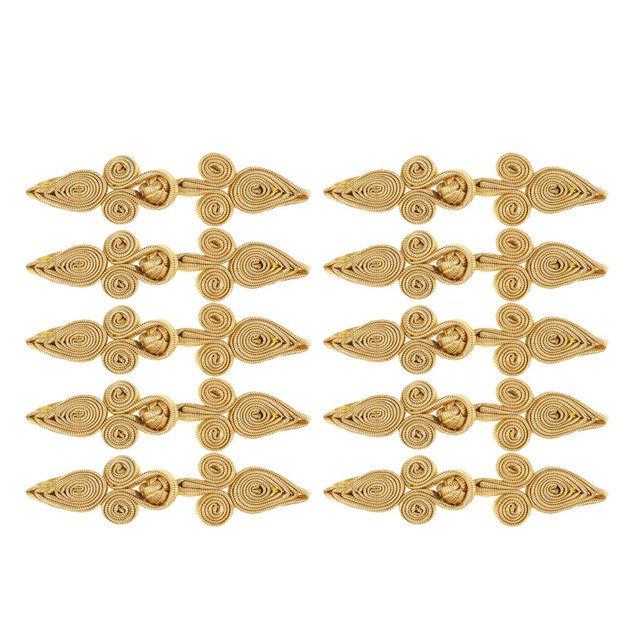 10 Pairs Chinese Frog Closure Buttons Knot Sewing Fasteners - Gold ...
