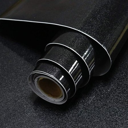 60cmx11m Black Sticky Back Plastic Paper Kitchen Worktop Covering ...