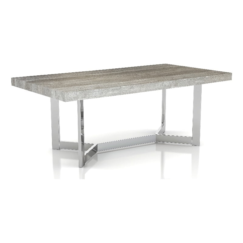 Furniture of America Hiddleston Metal Rectangle Dining Table in Light Gray - Walmart.com