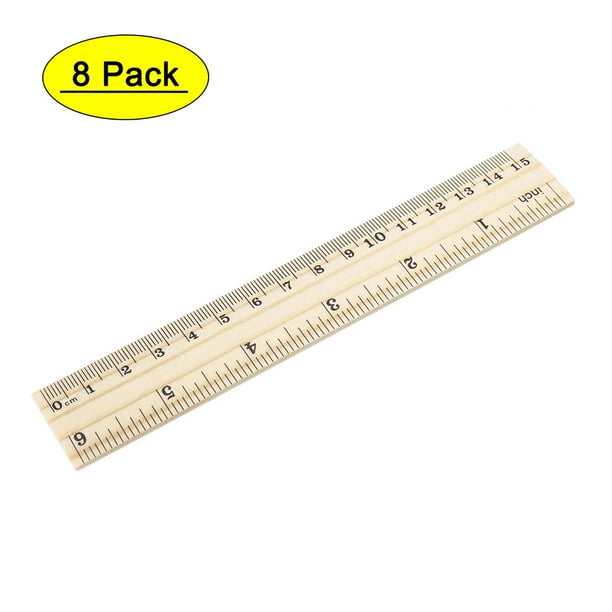 Uxcell Wood Ruler 2 Scale Office Measuring Wooden Rulers 15cm 6 Inch 8 ...