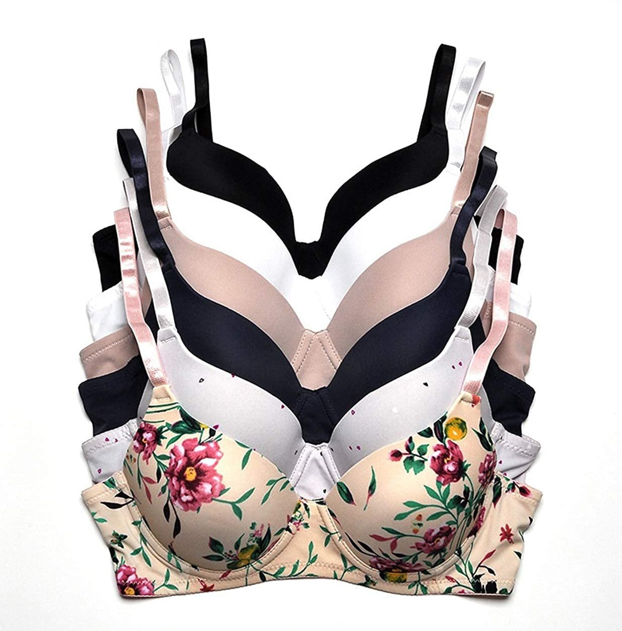 Iheyi Pack of 6 Pieces Women's Wired Basic Plain Light to Regular ...