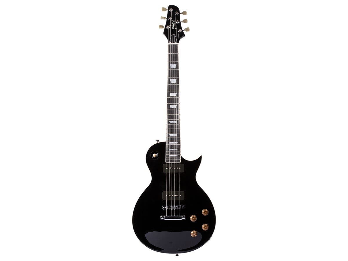 Monoprice 66SB DLX Plus Mahogany Electric Guitar with Gig Bag, Black, 6 ...