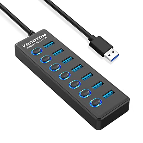 Vanotom USB 3.0 Hub, divisor de cubo USB de 7 puertos con LED | Walmart ...
