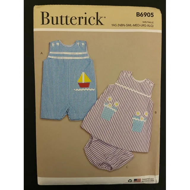 Butterick B6905 Size NB-XLRG Baby Overalls Dress And Pants Sewing ...