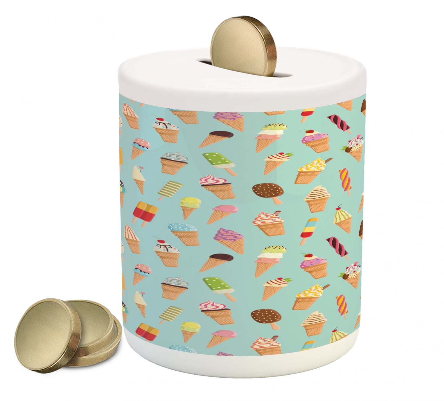Ice Cream Piggy Bank, Mix Yummy Dessert Chocolate and Fruit Flavor ...