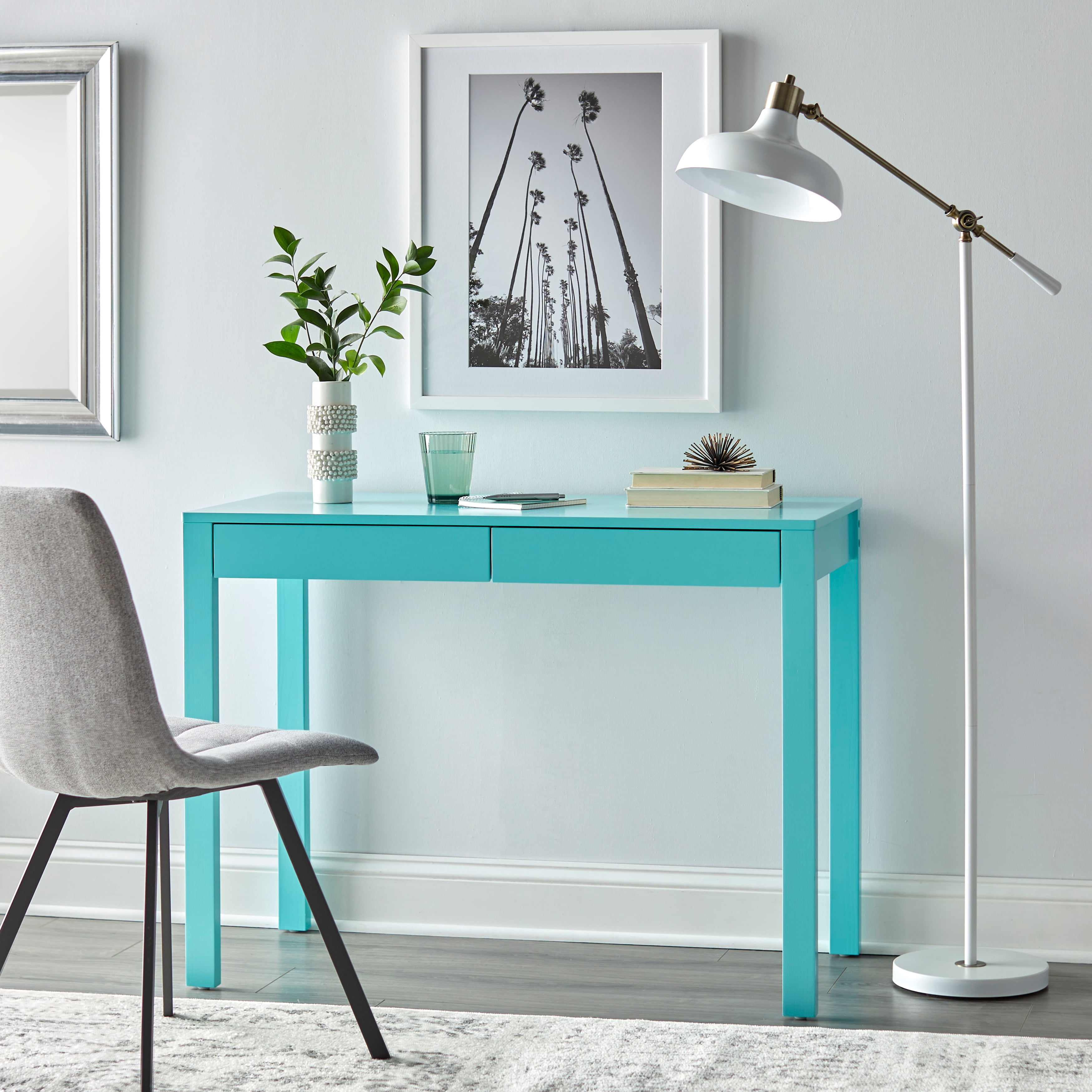 Simple Living Ridley Desk Aqua Blue - Walmart.com