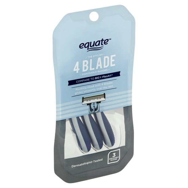 Equate The Stylish 4 Blade Disposable Razors for Men, 3 count - Walmart ...