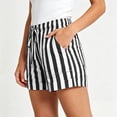 Asgosdo Shorts for Women Drawstring Elastic Waisted Striped Folded Hem ...