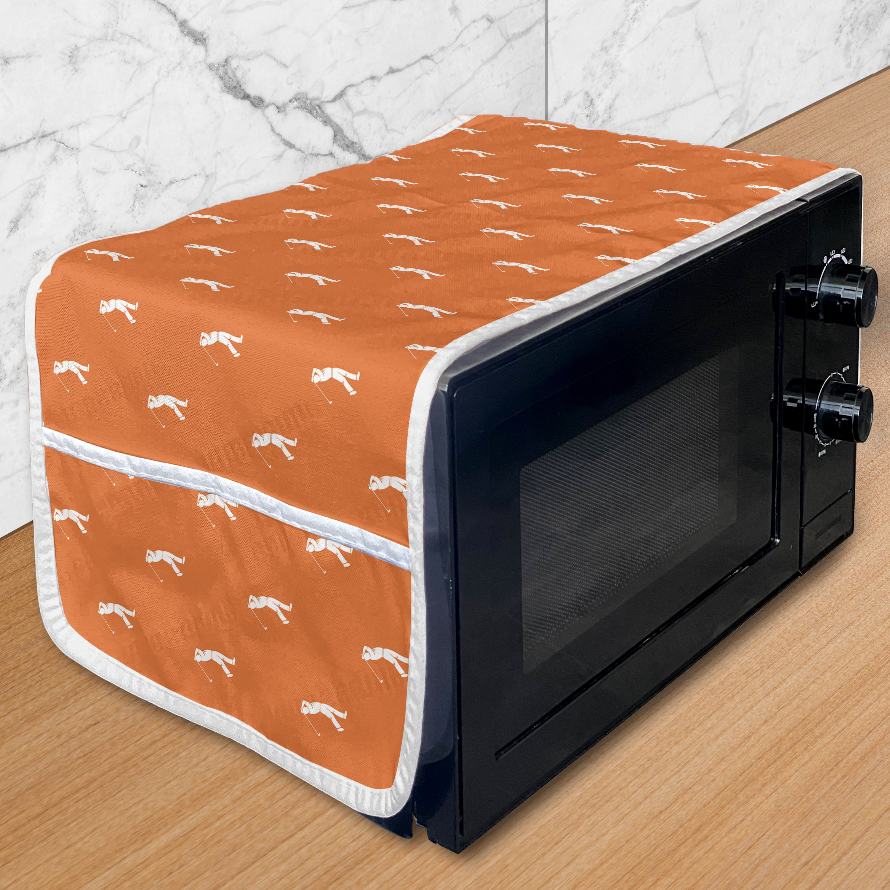 Golf Microwave Oven Cover, Silhouette of a Golfer in the Field Hitting ...
