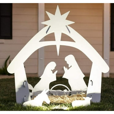 10 PCS Outdoor Nativity Scene Lighted Christmas Family Yard Decoration Nativity Sets ...