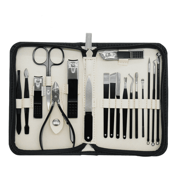 Nail Set Tool Beauty Set - Zipper Half Black 18 Piece Set - Walmart.ca