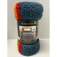 PENDLETON Plush Sherpa Fleece Blanket, Twin Size, Serape Stripe Blue ...