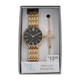 Time and Tru Women's Adult Gold Tone Gunmetal Dial Watch and Cross ...