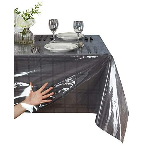 Crystal Clear Plastic Tablecloth Heavy Duty Vinyl Table Protector Cover ...