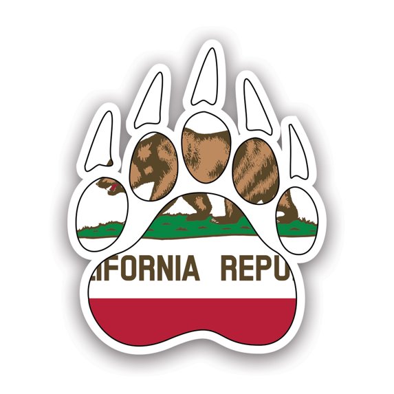 California State Bear Print Shaped Sticker Decal - Self Adhesive Vinyl ...