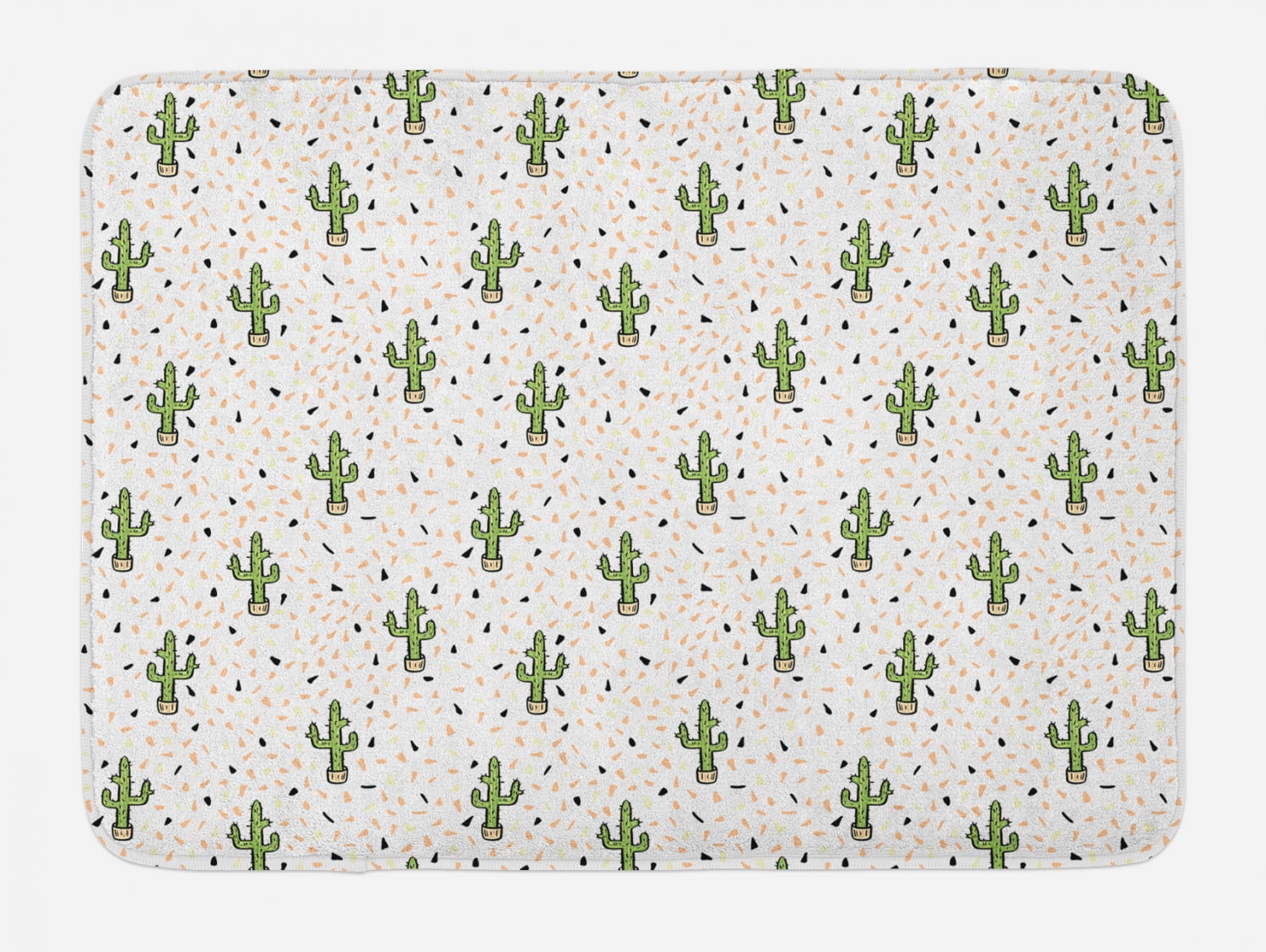 Exotic Bath Mat, Cartoon Cactus Plant Pots Tropical Safari Climates ...