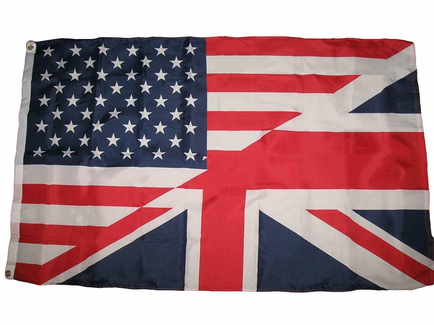 2x3 USA and UK Friendship English American Flag Polyester w/ Grommets ...