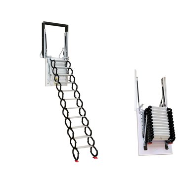 INTBUYING Hidden Loft Folding Ladder Side-Mounted Black Al-mg Alloy ...