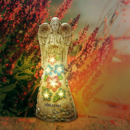 Garden Angel Figurines Outdoor Decor Solar Powered Angel Figurines ...