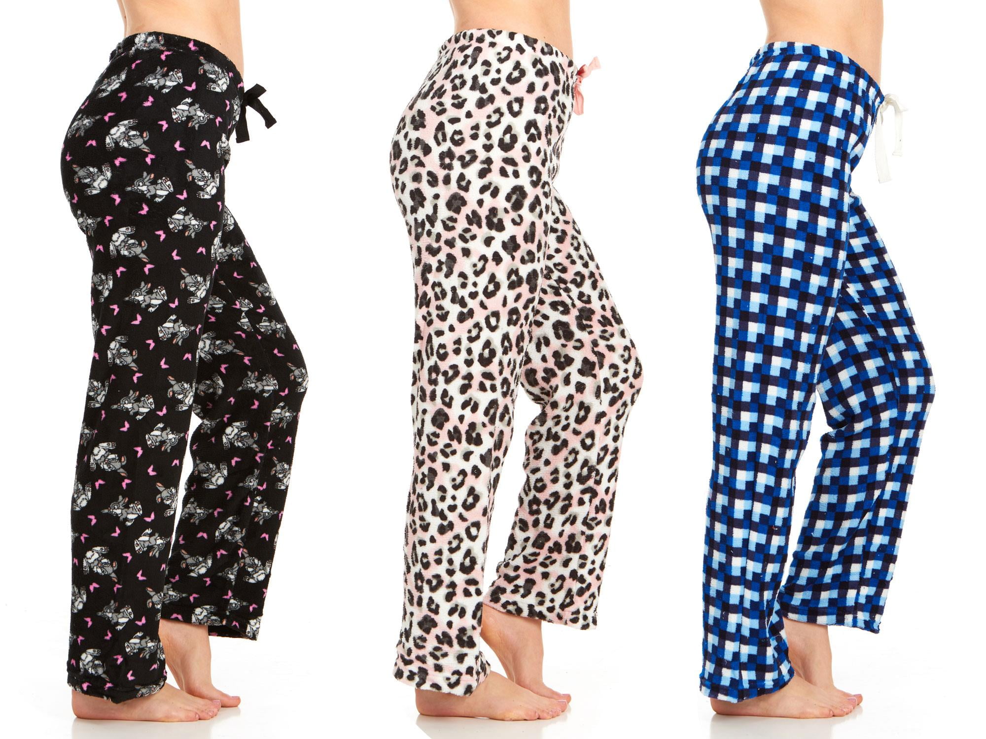 DARESAY Womens Super-Soft Plush Fleece Pajama Bottoms/Lounge Pants - 3-Pack - Walmart.com