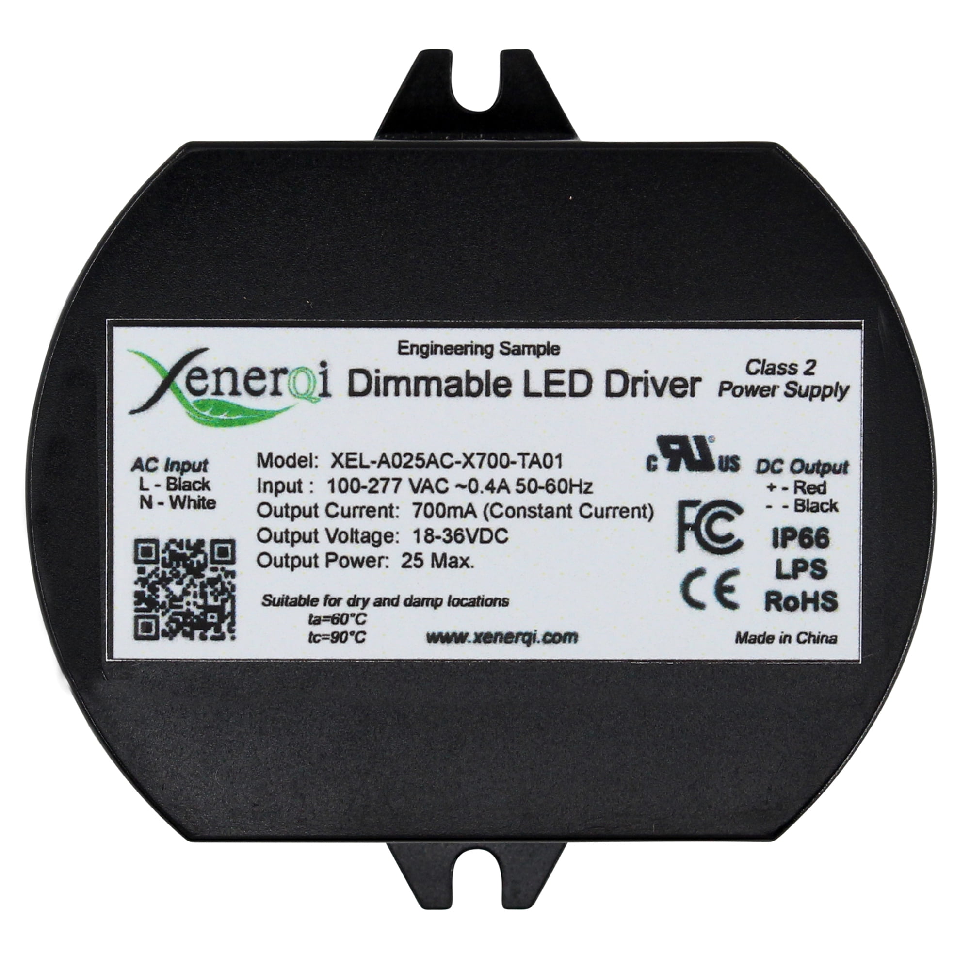 XenerQi XEL-A025AC-X700-TA01 Constant Current Dimmable LED Driver, 25W ...