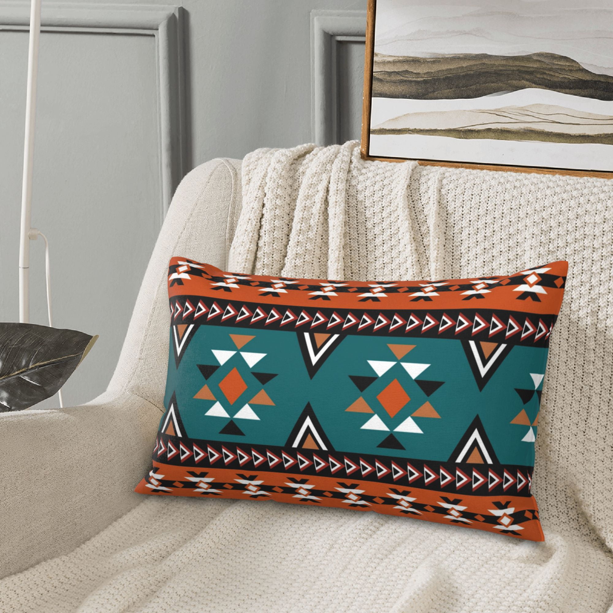 ZNDUO Rectangular Plush Cushion Cover, Retro Southwestern Traditional ...