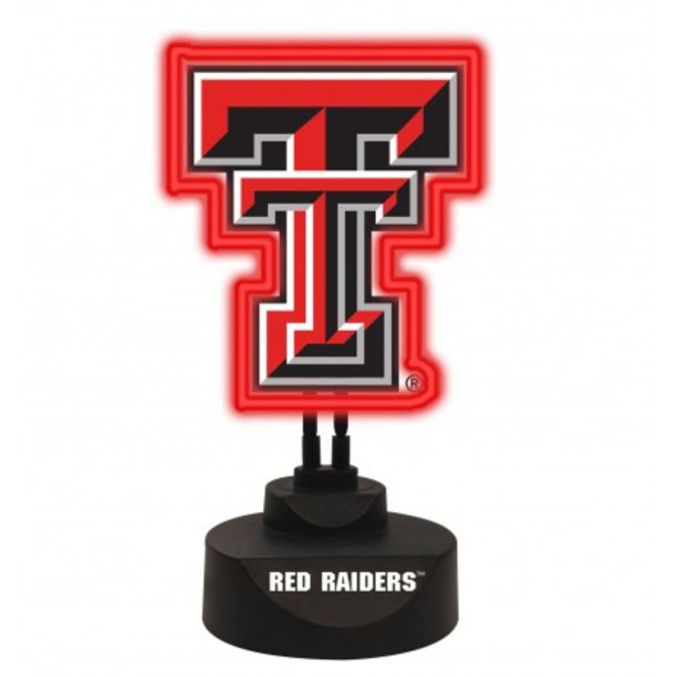 13.5" Red and Black NCAA Texas Tech Red Raiders Tabletop Neon Lamp ...