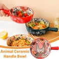 Animal Shaped Ceramic Bowl with Handle - Cute Cartoon Bear, Bunny, Deer ...