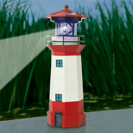 Solar LED Lighthouse Light with Rotating Light Beam 29CM Decoration ...