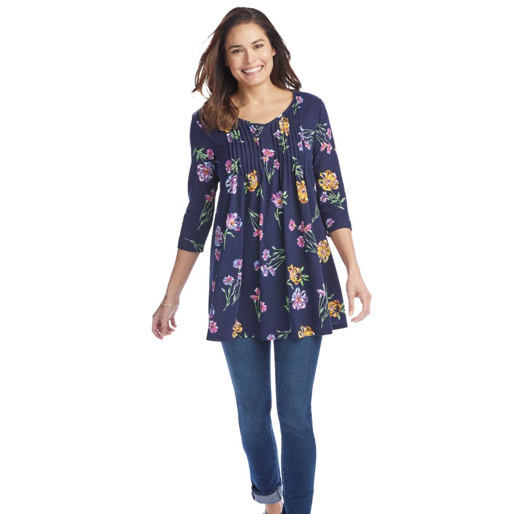 Woman Within - Woman Within Women's Plus Size V-Neck Pintucked Tunic ...