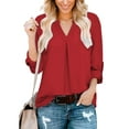 Fantaslook Women's 3/4 Cuffed Sleeve V Neck Chiffon Blouses ...