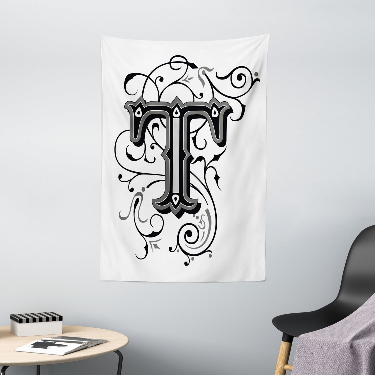 Letter T Tapestry, Symmetrical Uppercase Letter in Renaissance Art ...