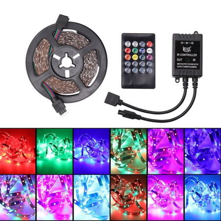 RGB LED Strip Light 5M 60Led/m Music IR Remote Controller DC12V Home ...