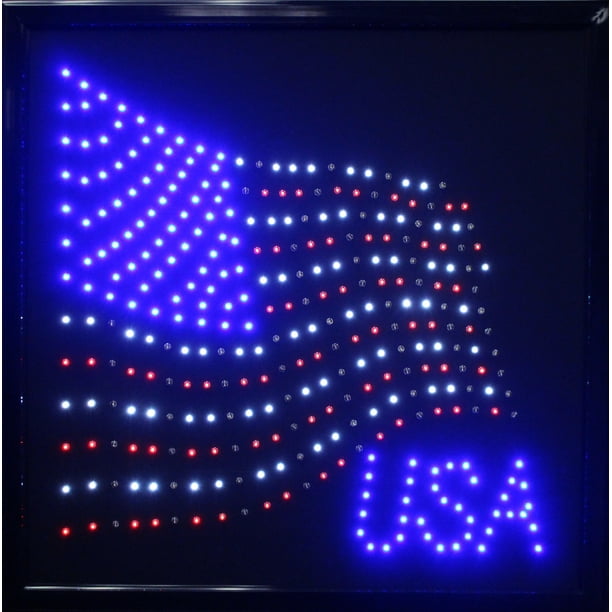 USA American Flag Framed LED Sign - Walmart.com