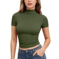 ASDFVBKG Women's Turtleneck Mock Neck Shirt Double LinedShort Sleeve ...