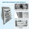 20/24 Inch Shutter Exhaust Fan, High Speed 3500CFM, 1500RPM, AC 120v ...