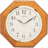 Seiko 12" Traditional Octagon Shape Wall Clock - Medium Brown Solid Oak ...