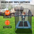 VEVOR 6FT Kids Trampoline with Safety Net, Gymnastics Bar & Hammock ...