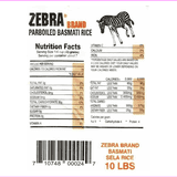 Zebra, Super Basmati Sela Rice, 10 lb Bag, Extra Long Grain Parboiled ...