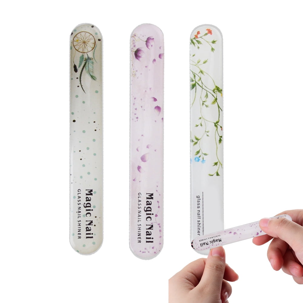 3 Pack Crystal Glass Nail File with Case, Nail Shine Buffers Polisher ...