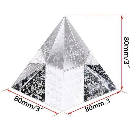 80MM Crystal Pyramid Prism Desk Ornament Glass Paperweight Egyptian ...