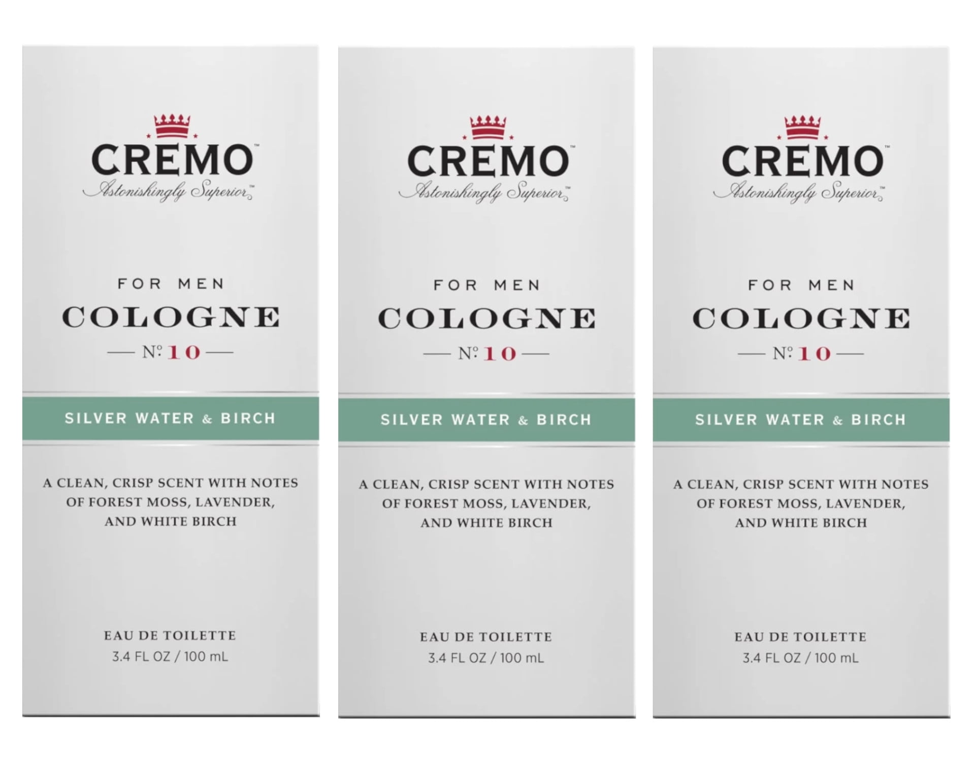 Cremo Cologne For Men Silver Water & Birch 3.4 Fl. Oz. - Pack of 3 ...